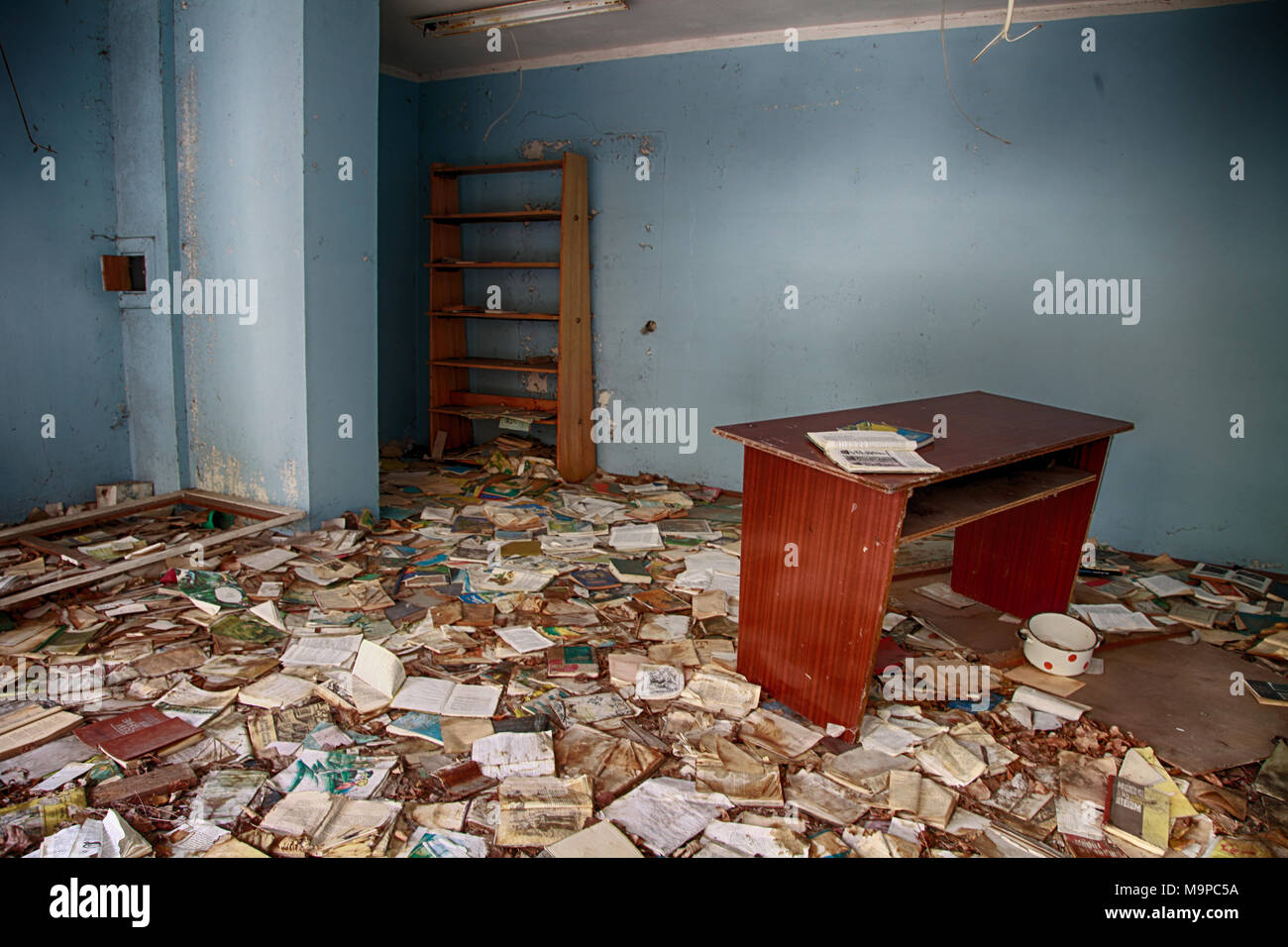 Destroyed classroom, ghost town Prypyat in the Chernobyl region ...
