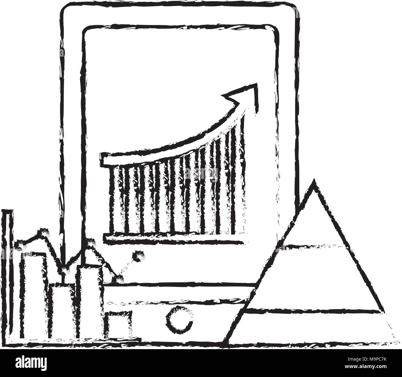 mobile bar graph arrow growth pyramid diagram financial Stock Vector ...