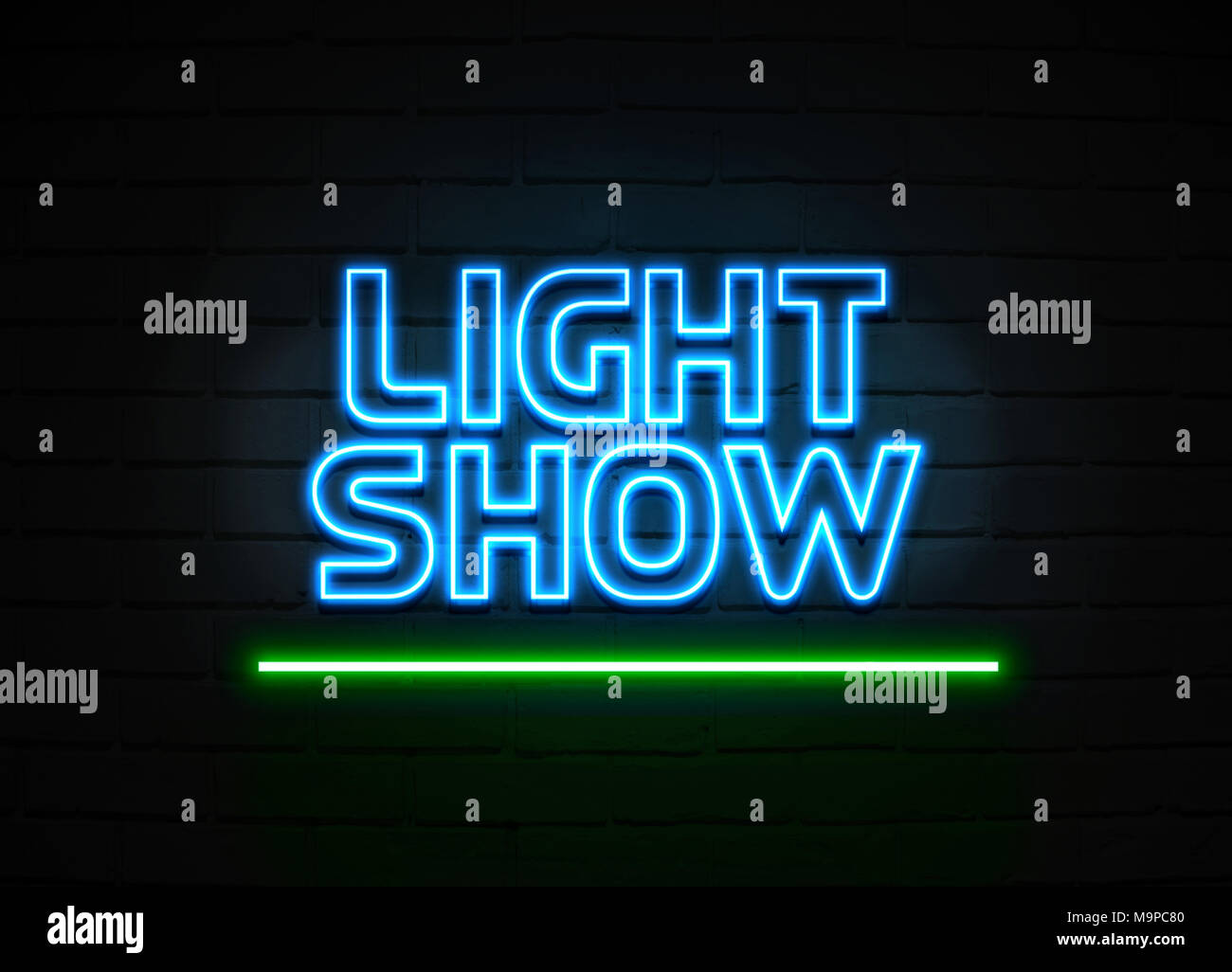 Light Show neon sign - Glowing Neon Sign on brickwall wall - 3D ...