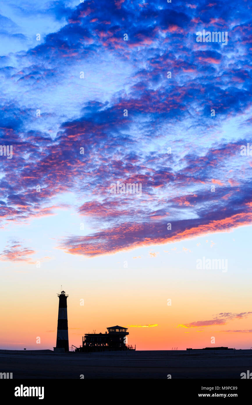 Silhouettes, Lighthouse and Lodge at sunset, Pelican Point, Walvis Bay ...