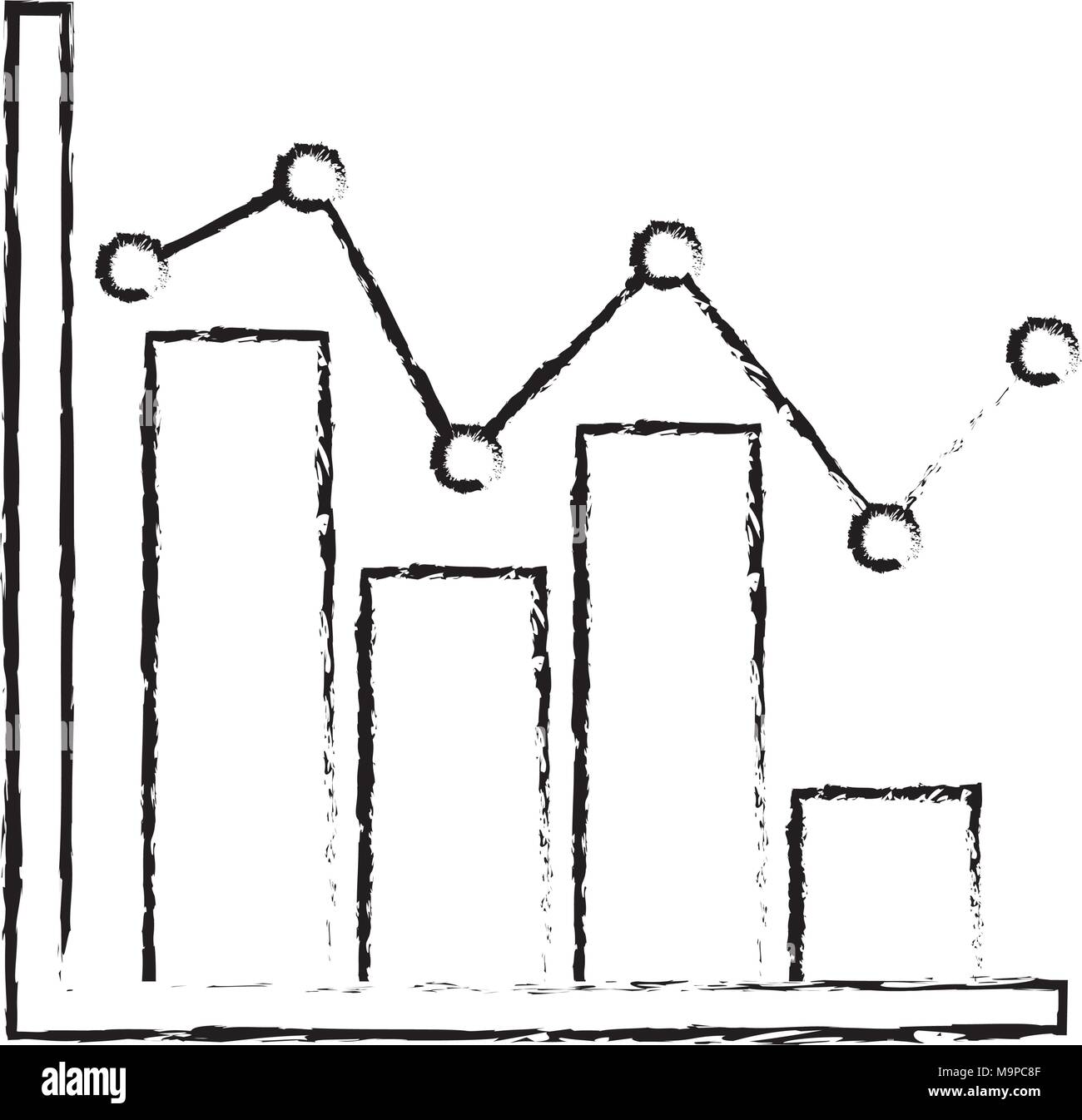 Statistic Bar Graph Pointed Line Strategic Scheme Stock Vector Image And Art Alamy