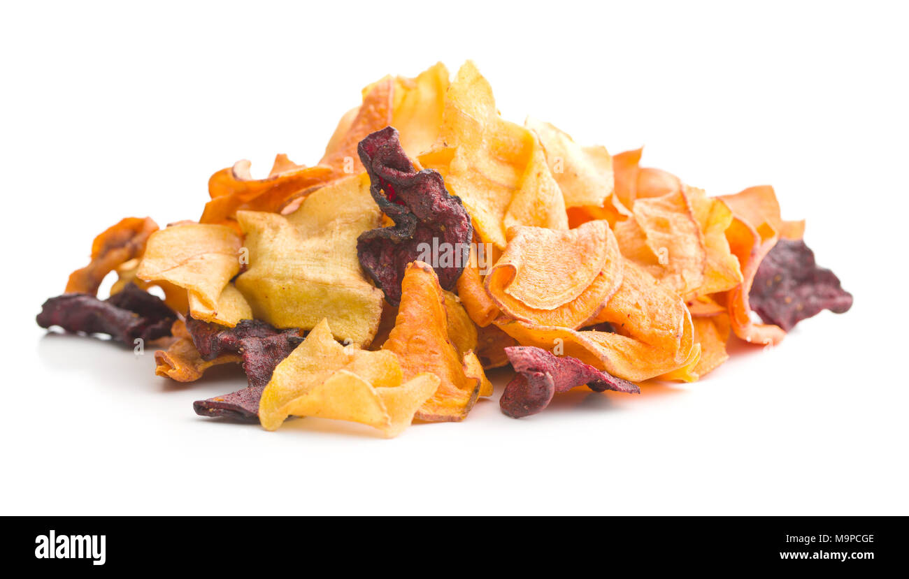 Mixed fried vegetable chips isolated on white background Stock Photo ...