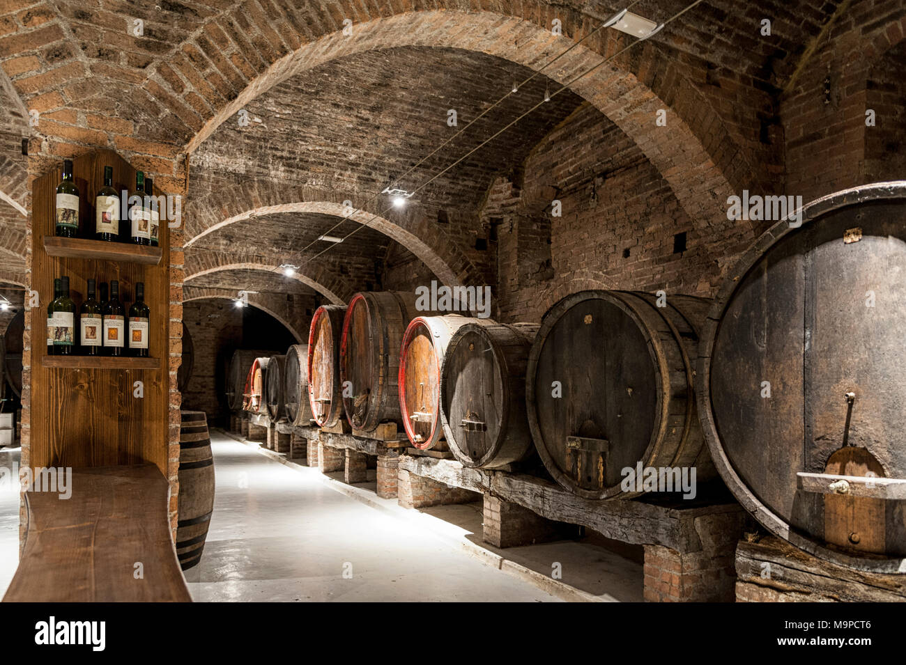 Wine cellar in the Benedictine Abbey of Monte Oliveto Maggiore, large ...