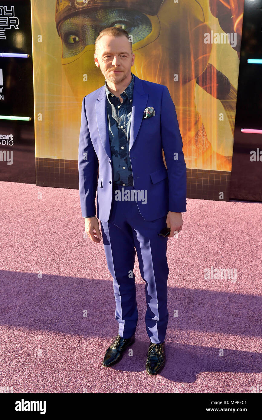 Simon Pegg attends the 'Ready Player One' premiere at Dolby Theater ...