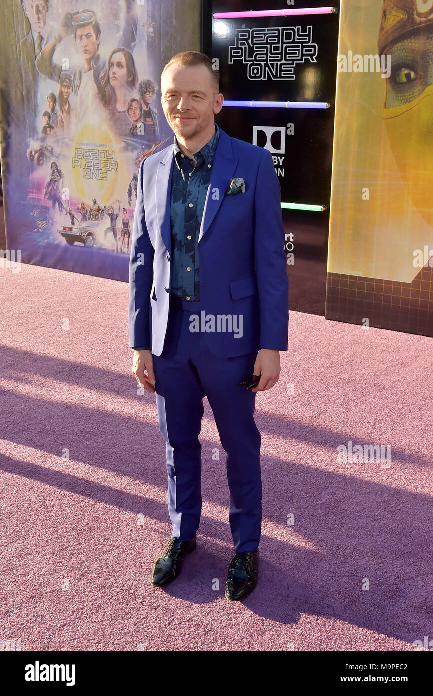 Simon Pegg attends the 'Ready Player One' premiere at Dolby Theater ...