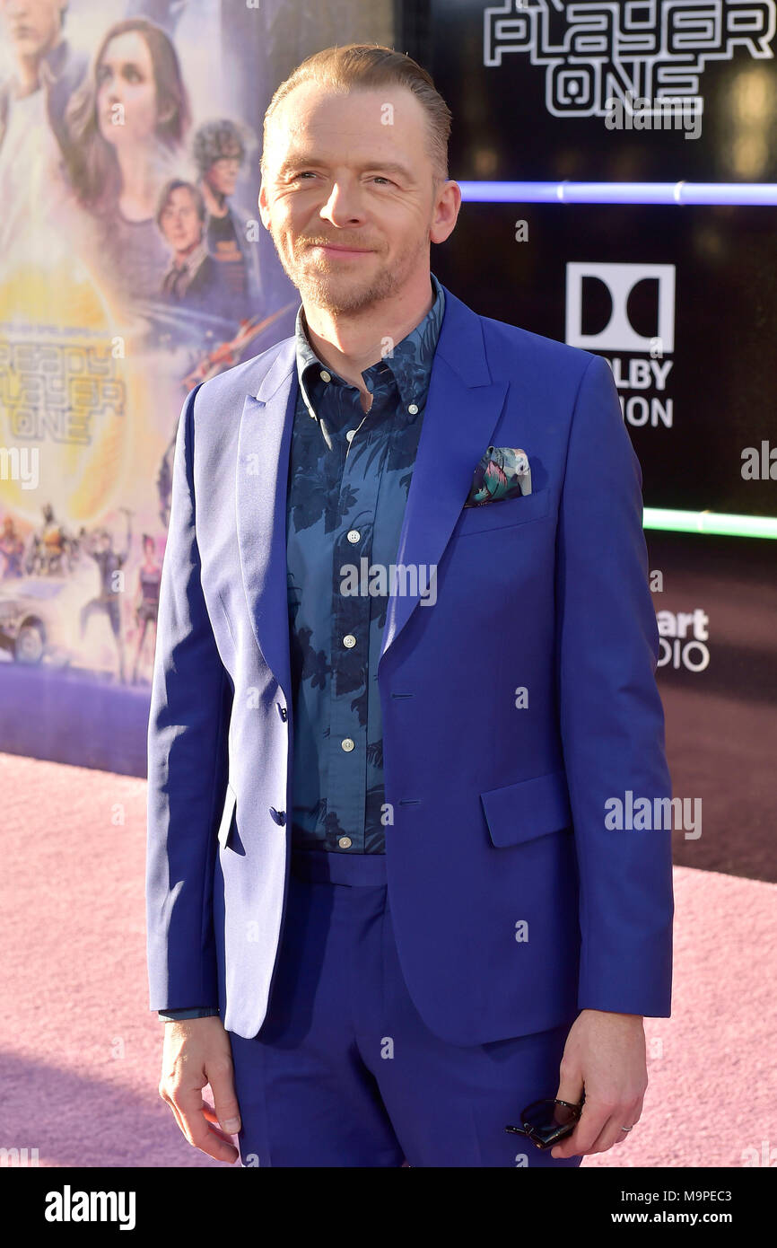 Simon Pegg attends the 'Ready Player One' premiere at Dolby Theater ...