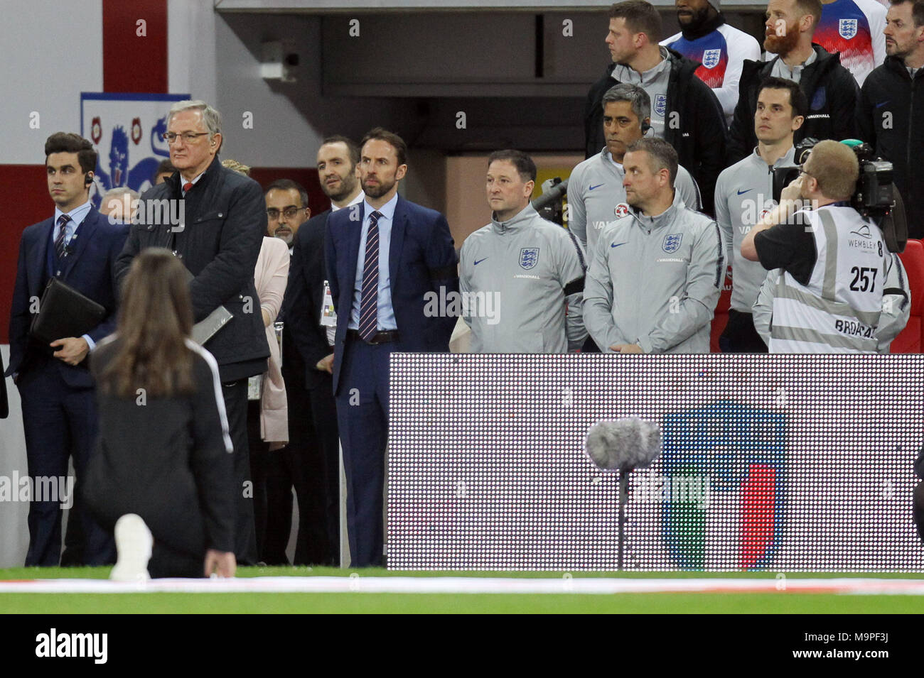 London, UK. 27th March, 2018. England Manager Gareth Southgate and his ...