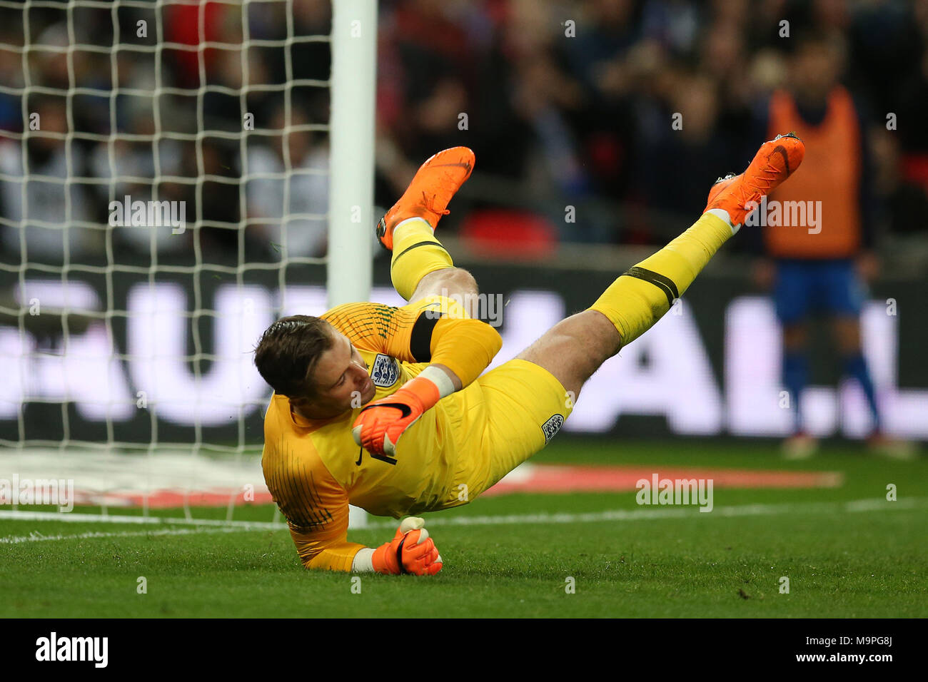 Jack Butland, the England goalkeeper in action. Football International ...