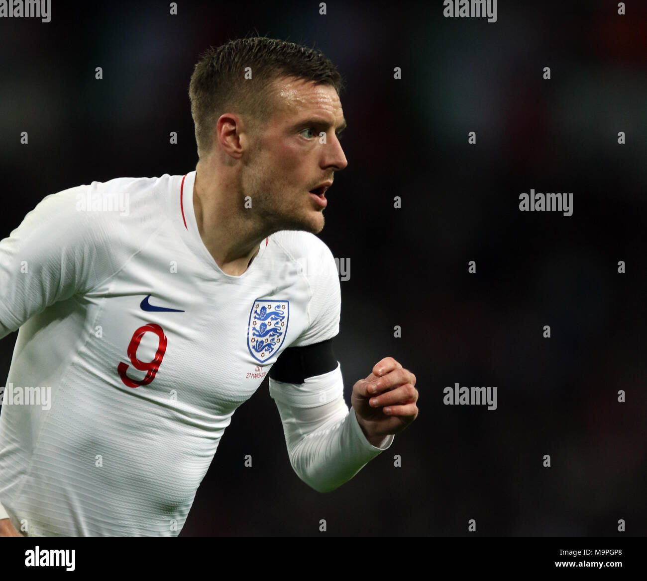 London, UK. 27th March, 2018. Jamie Vardy (E) at the England v Italy ...