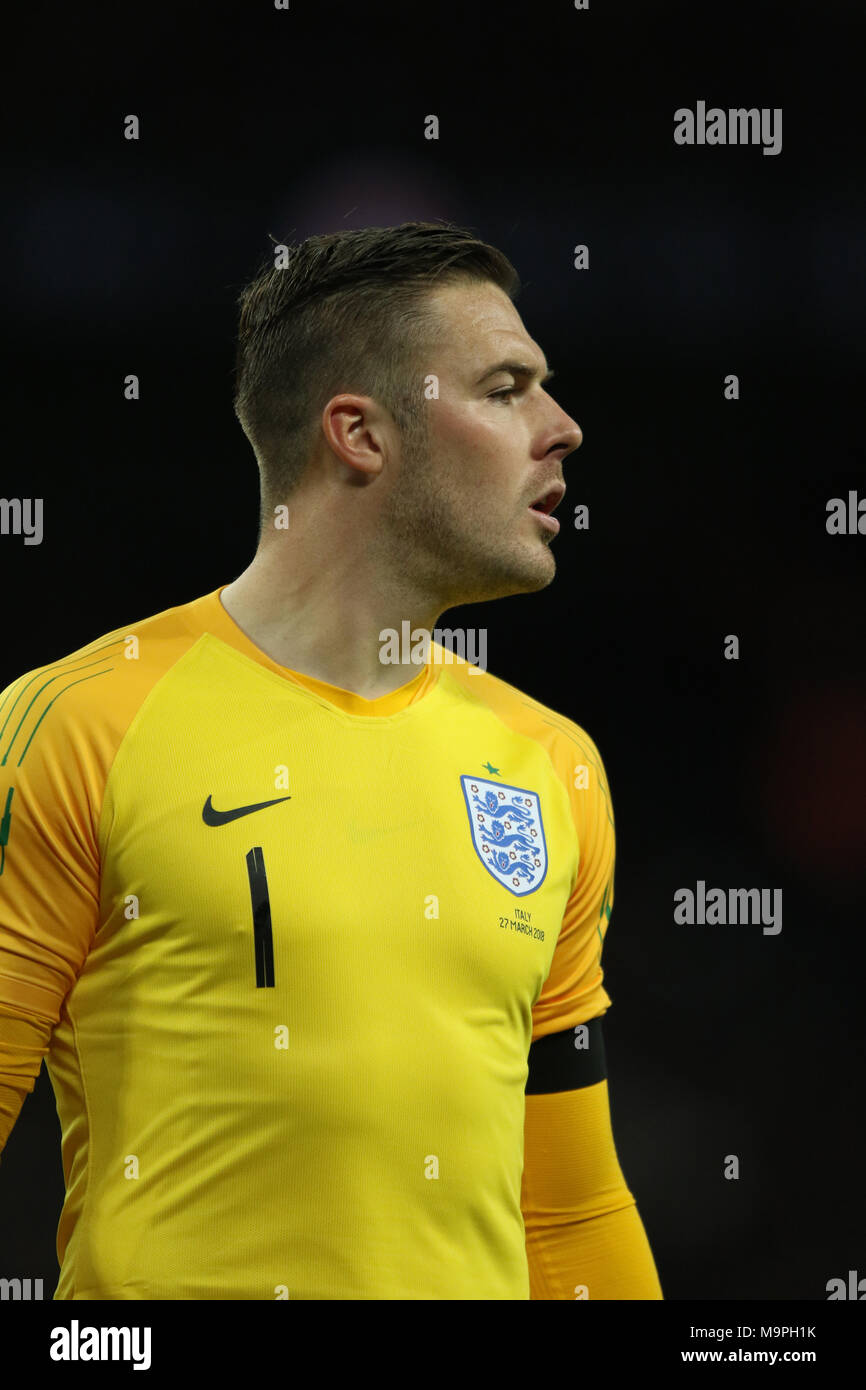 London, UK. 27th March, 2018. Jack Butland (E) at the England v Italy ...
