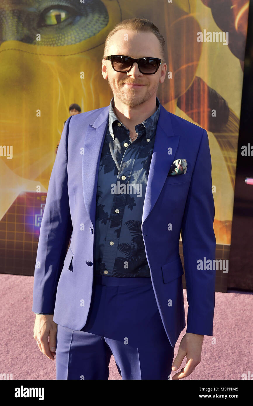 Simon Pegg attends the 'Ready Player One' premiere at Dolby Theater ...