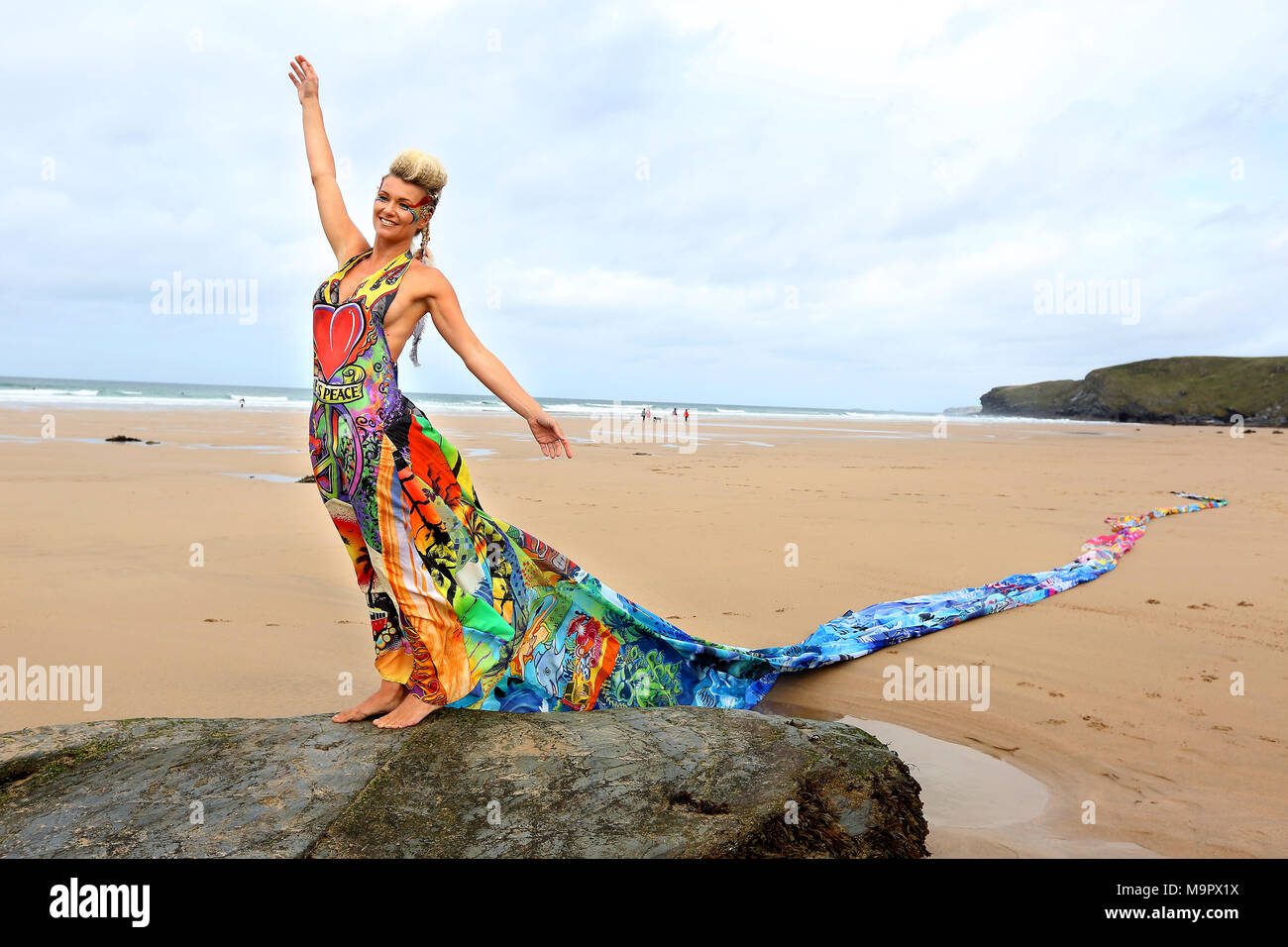 Emma Adams wears a dress made out of 100 discarded bodyboards to ...