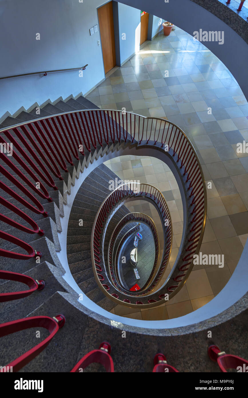 Staircase of the 1950s in the new town hall, Nuremberg, Middle ...