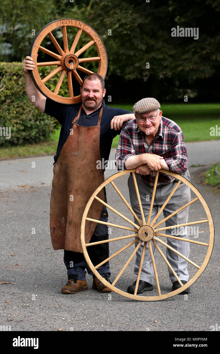 Mike and Greg Rowland from Colyton, Devon, the only father and son master wheelwrights in the ...