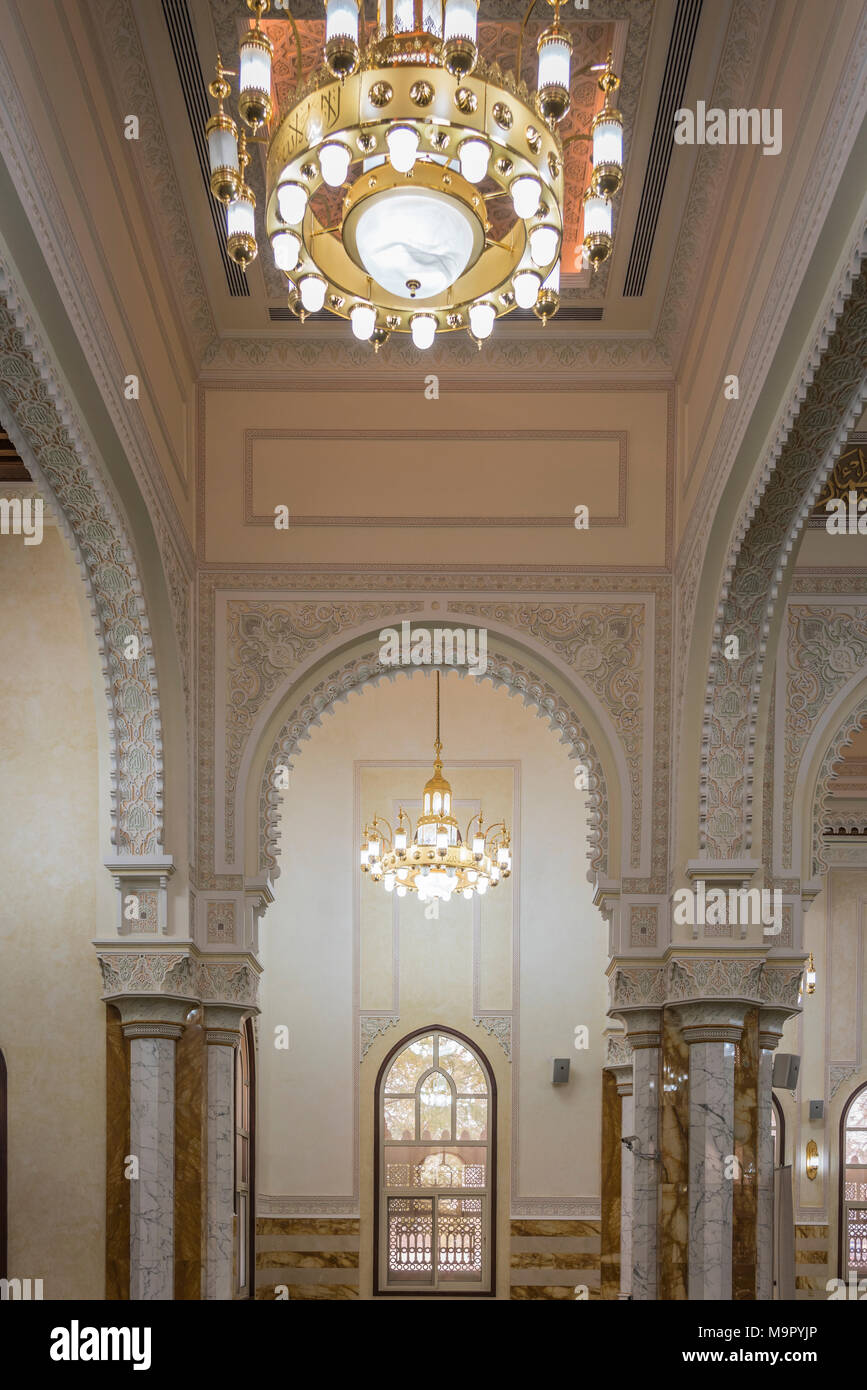 The interior of the Al Manara Mosque in Dubai, UAE, Middle East Stock ...