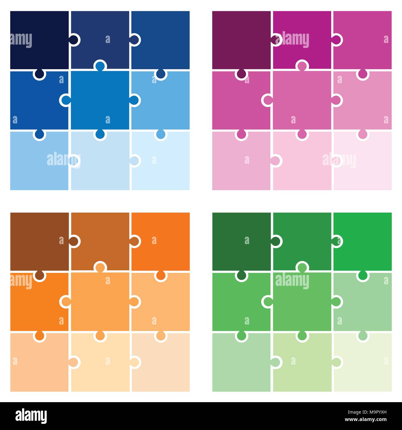 puzzle - jigsaw vector set in multiple colors Stock Vector Image & Art ...