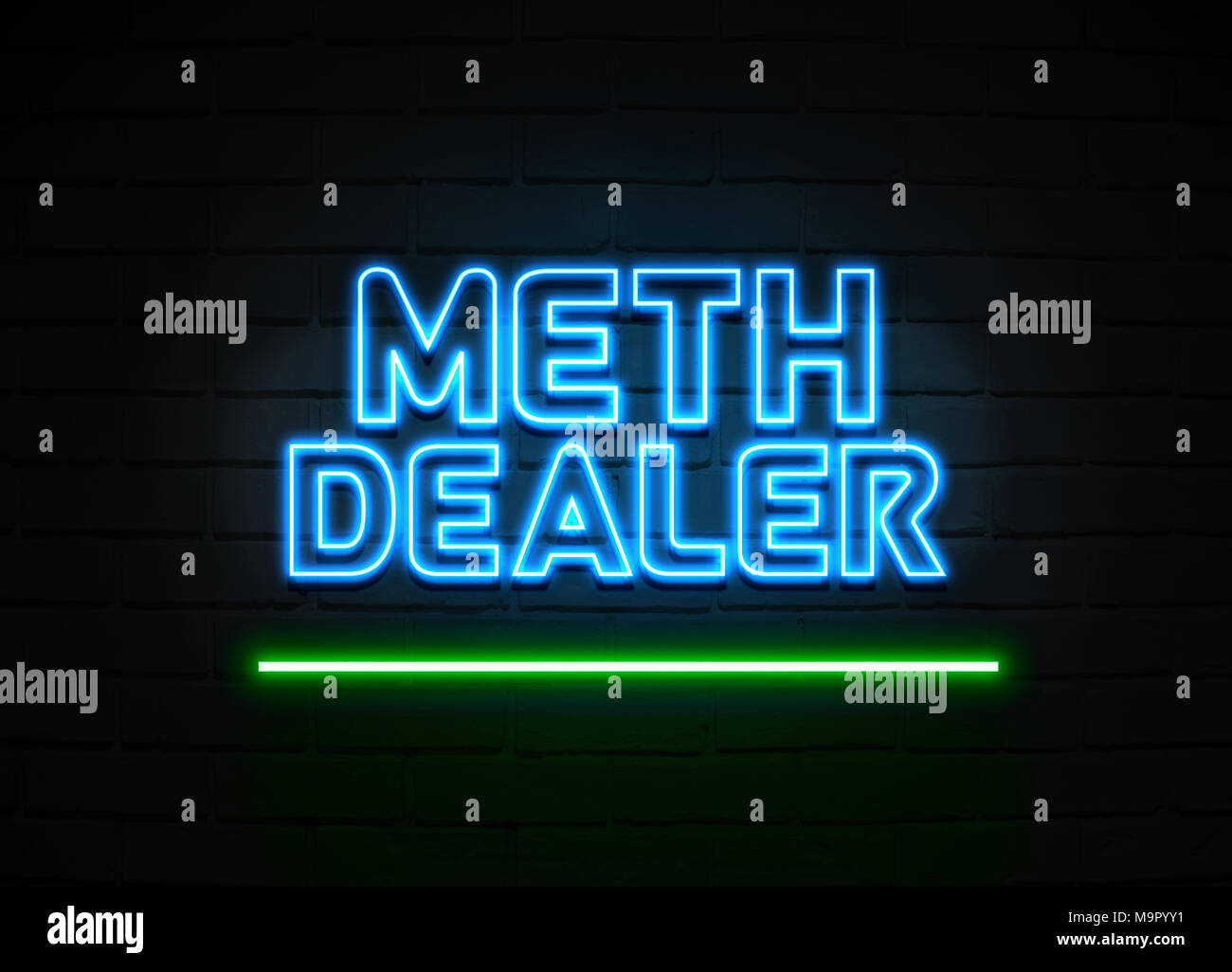 Meth Dealer neon sign - Glowing Neon Sign on brickwall wall - 3D ...
