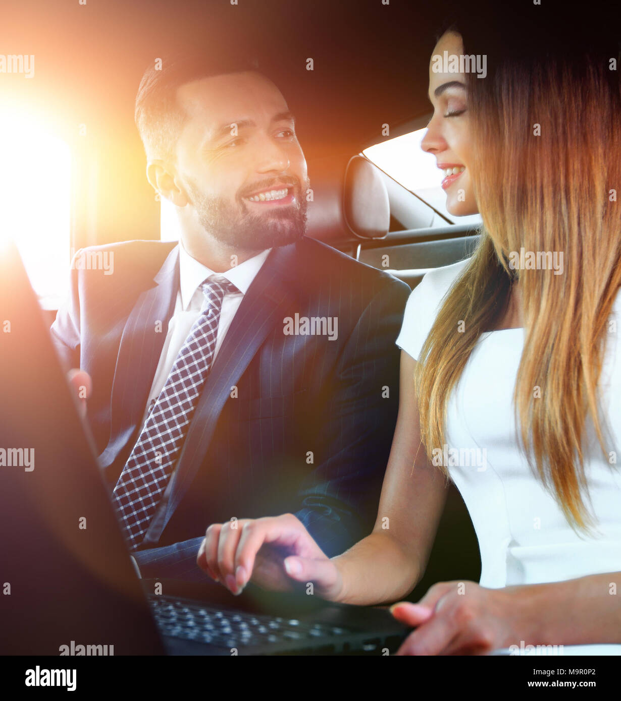 Business People Meeting Working Car Inside Stock Photo - Alamy