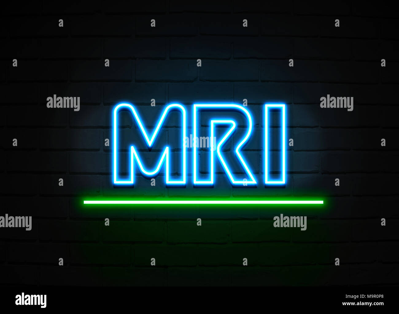 Mri neon sign - Glowing Neon Sign on brickwall wall - 3D rendered ...