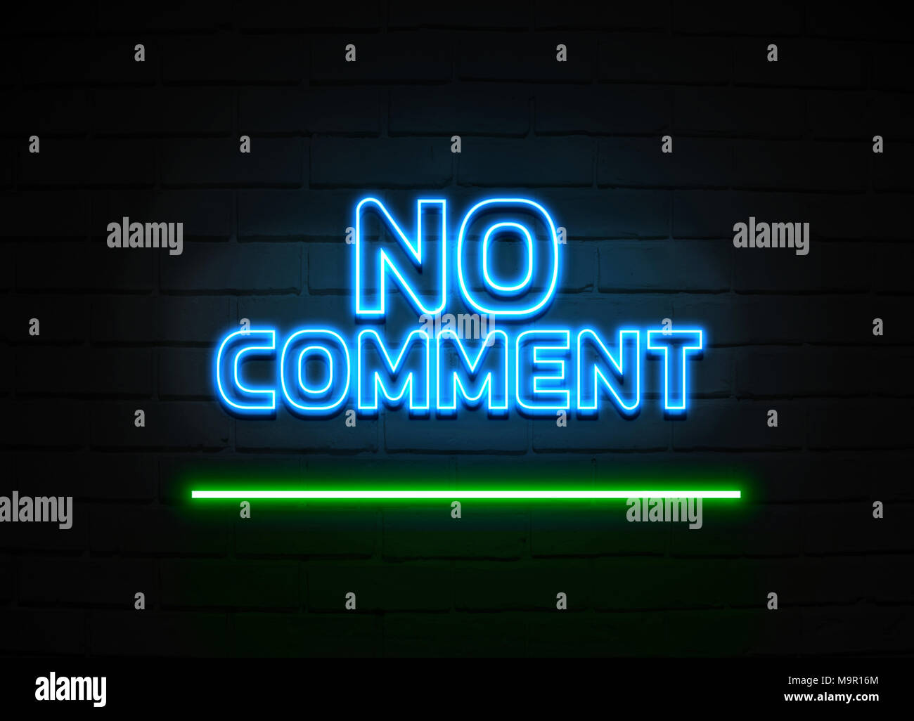 No Comment neon sign - Glowing Neon Sign on brickwall wall - 3D ...