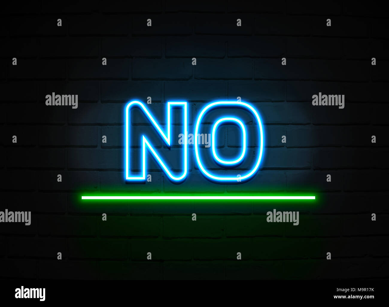 No neon sign - Glowing Neon Sign on brickwall wall - 3D rendered ...