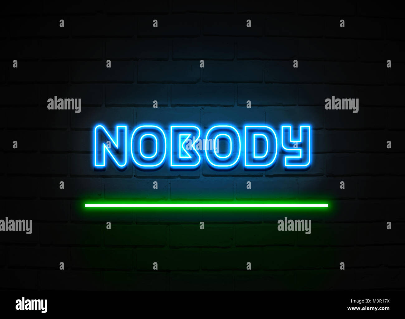 Nobody neon sign - Glowing Neon Sign on brickwall wall - 3D rendered ...