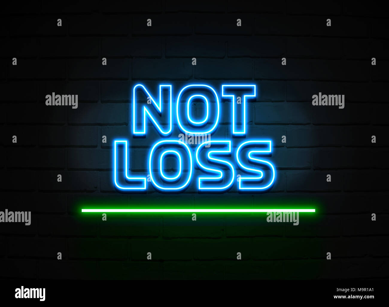 Not Loss neon sign - Glowing Neon Sign on brickwall wall - 3D rendered ...