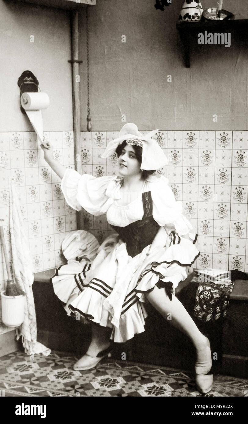 Housemaid on the toilet, 1910s, Germany Stock Photo - Alamy