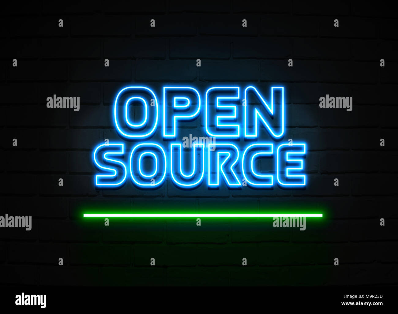 Open Source neon sign - Glowing Neon Sign on brickwall wall - 3D ...