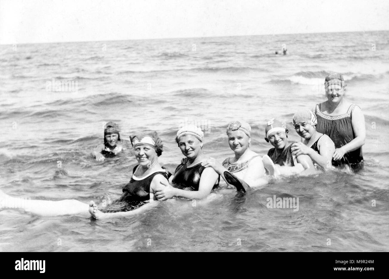 Six women bathing in the sea, 1930s, Germany Stock Photo - Alamy