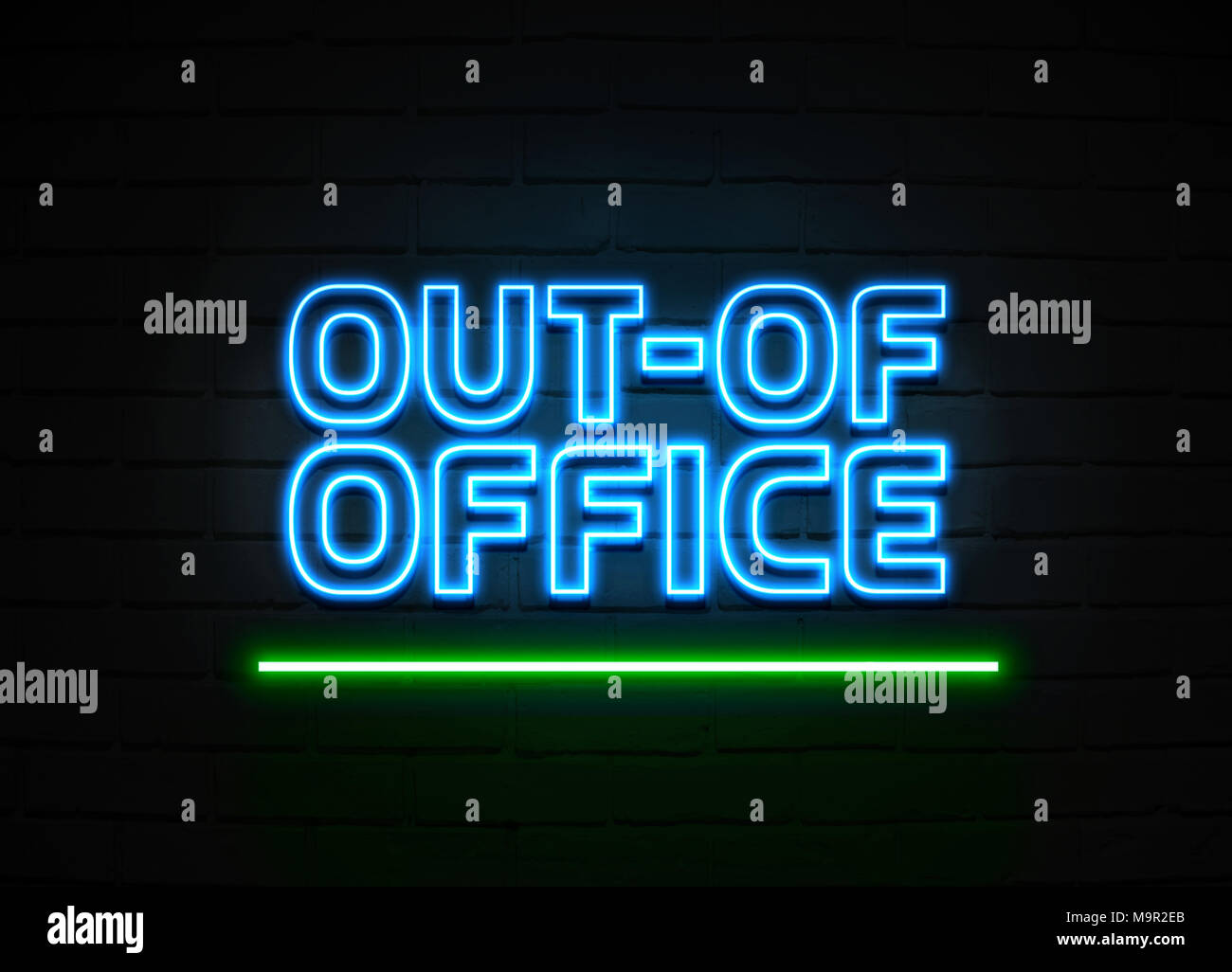 Out-of Office neon sign - Glowing Neon Sign on brickwall wall - 3D ...