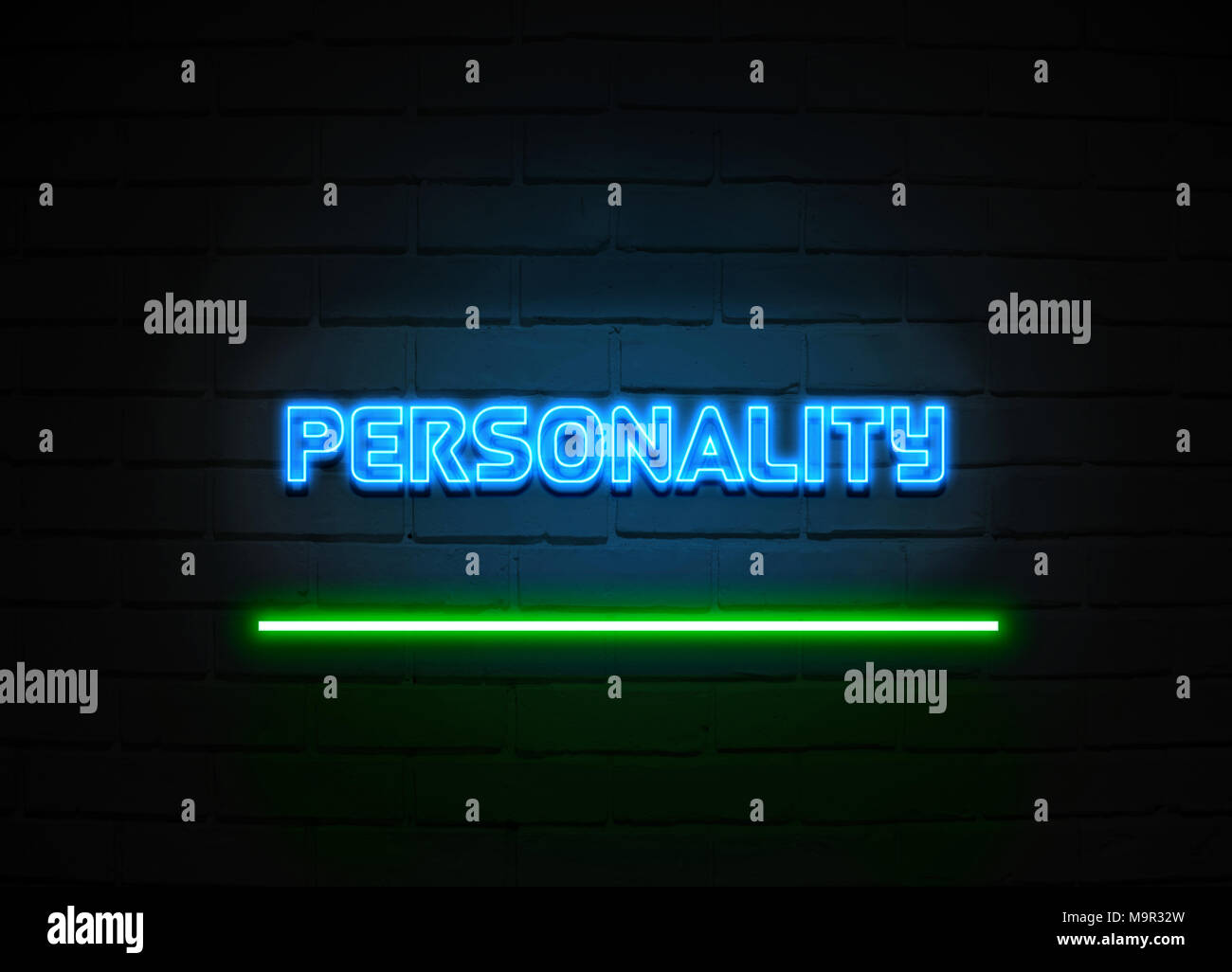 Personality neon sign - Glowing Neon Sign on brickwall wall - 3D ...