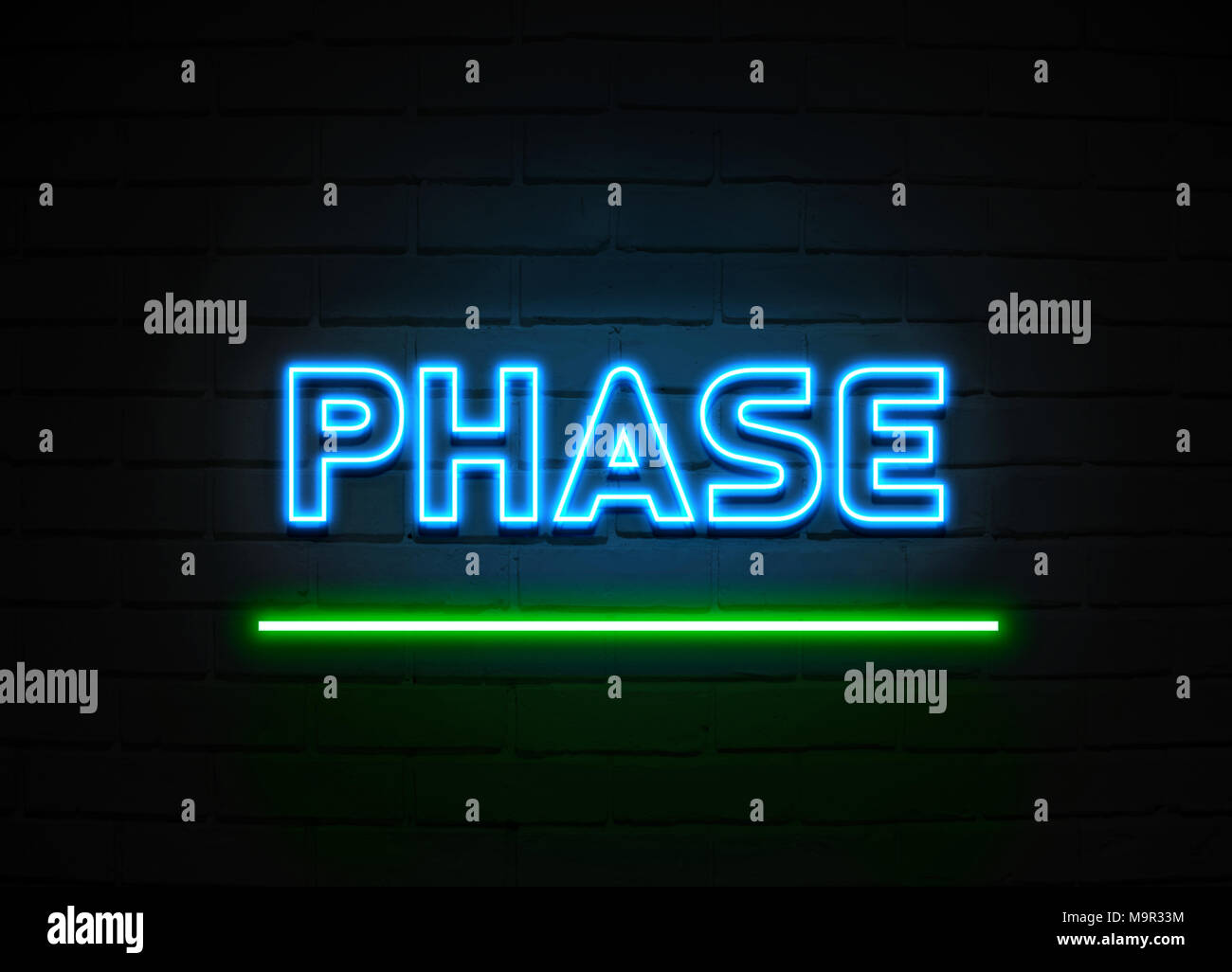 Phase neon sign - Glowing Neon Sign on brickwall wall - 3D rendered ...