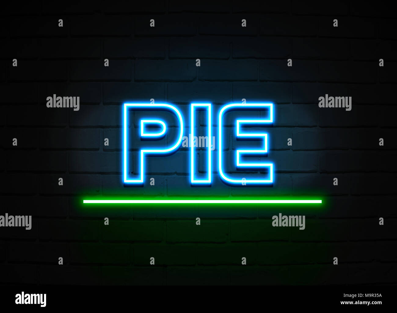 Pie neon sign - Glowing Neon Sign on brickwall wall - 3D rendered ...