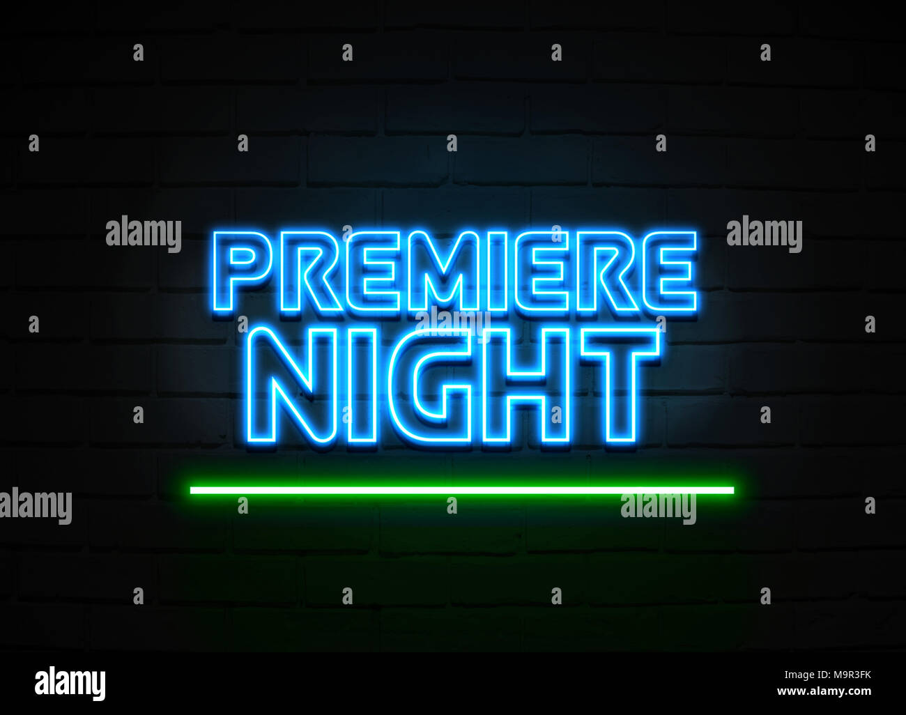 Premiere Night neon sign - Glowing Neon Sign on brickwall wall - 3D ...