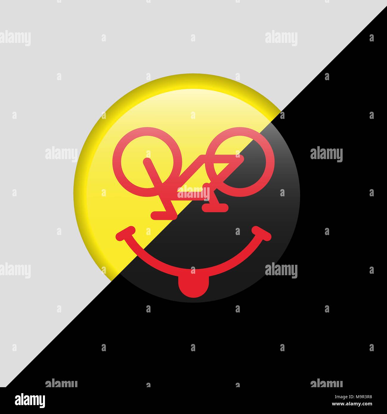 Vector Bicycle Emoji. Bike Smile, Emoticon or Smiling Face. 3D Yellow ...