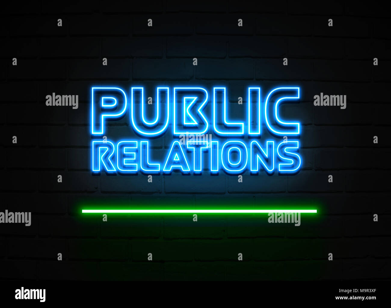 Public Relations neon sign - Glowing Neon Sign on brickwall wall - 3D ...