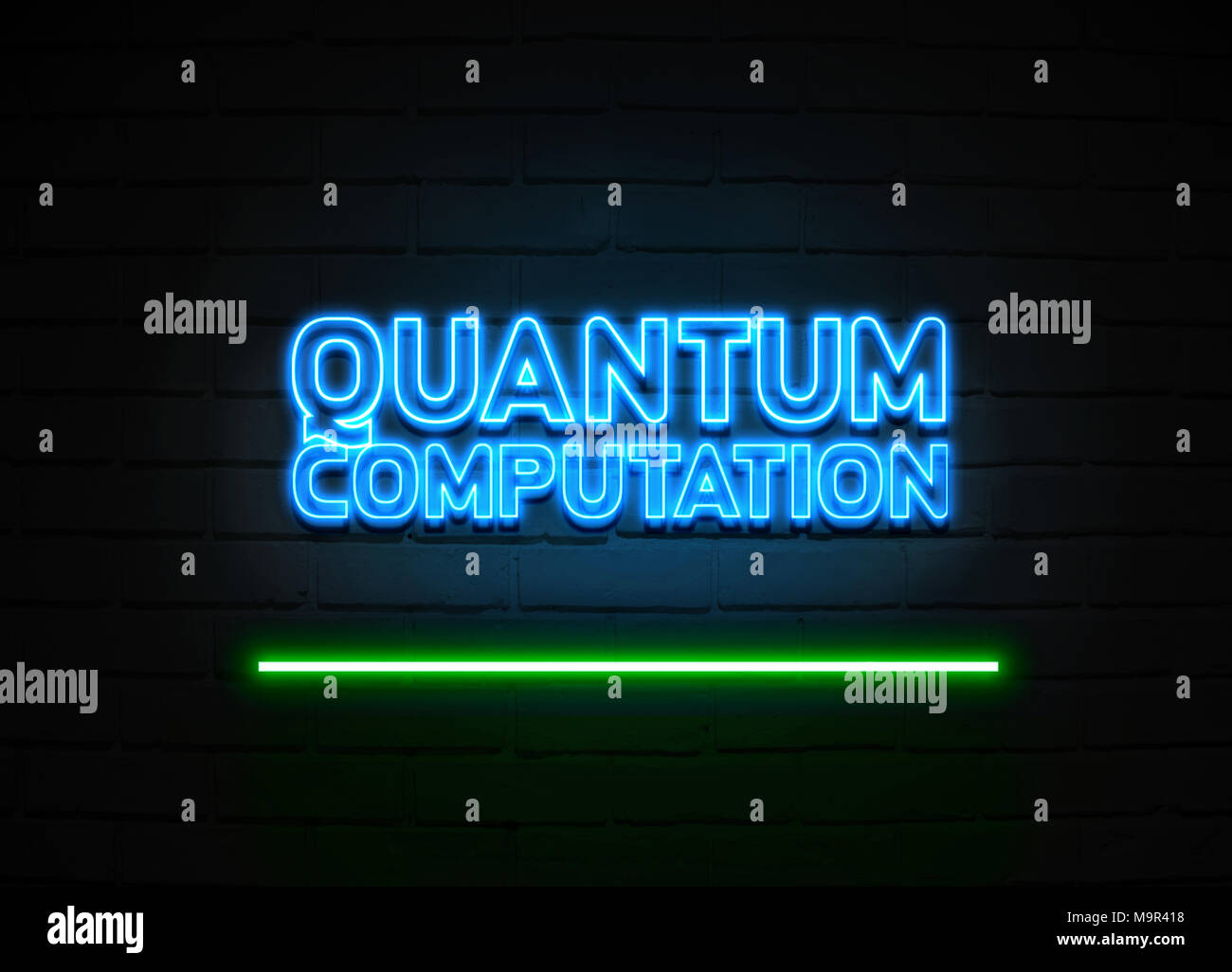 Quantum Computation neon sign - Glowing Neon Sign on brickwall wall ...