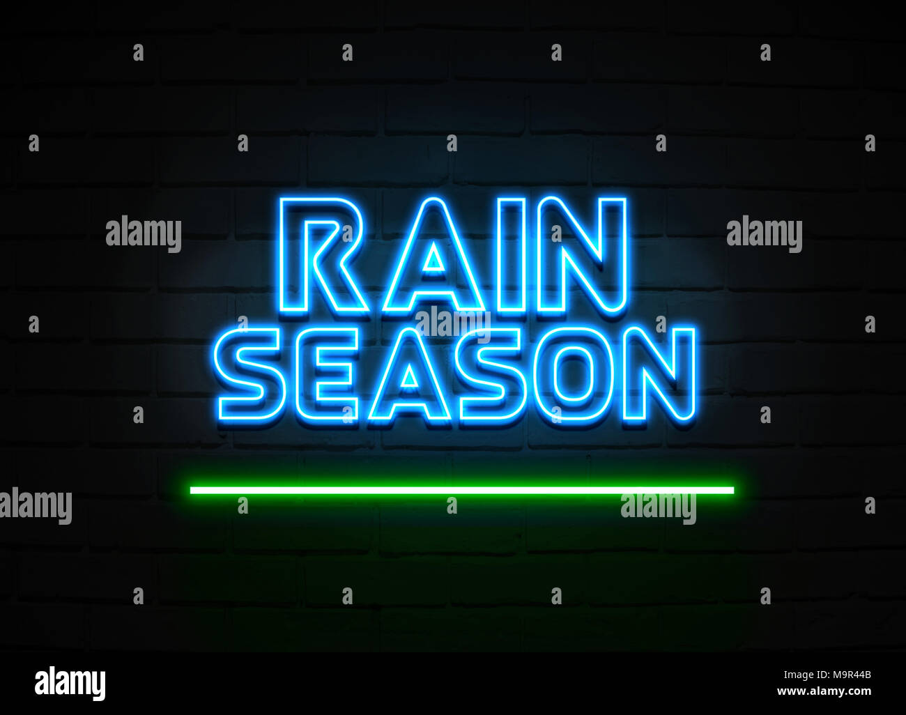 Rain Season neon sign - Glowing Neon Sign on brickwall wall - 3D ...
