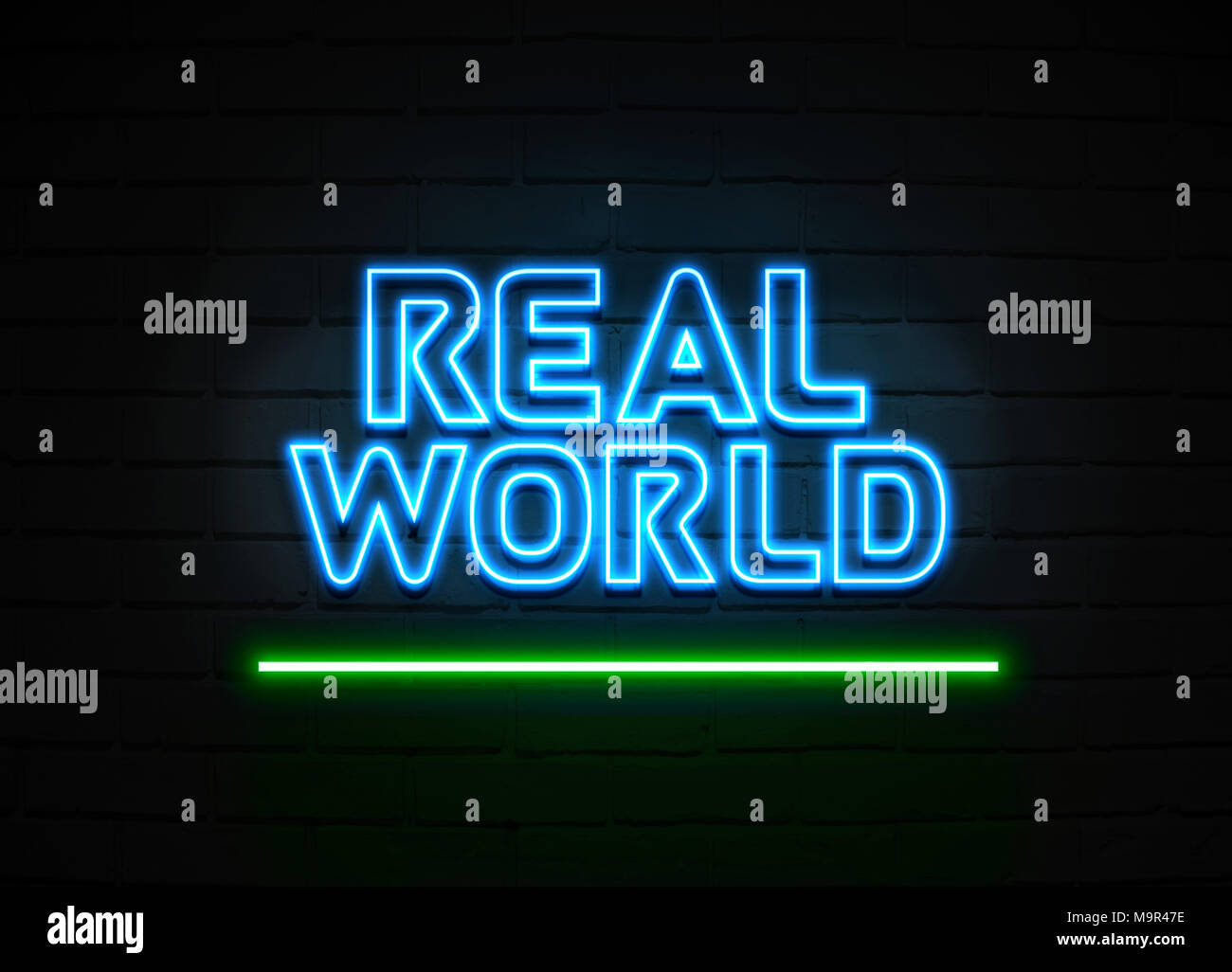 Real World neon sign - Glowing Neon Sign on brickwall wall - 3D ...