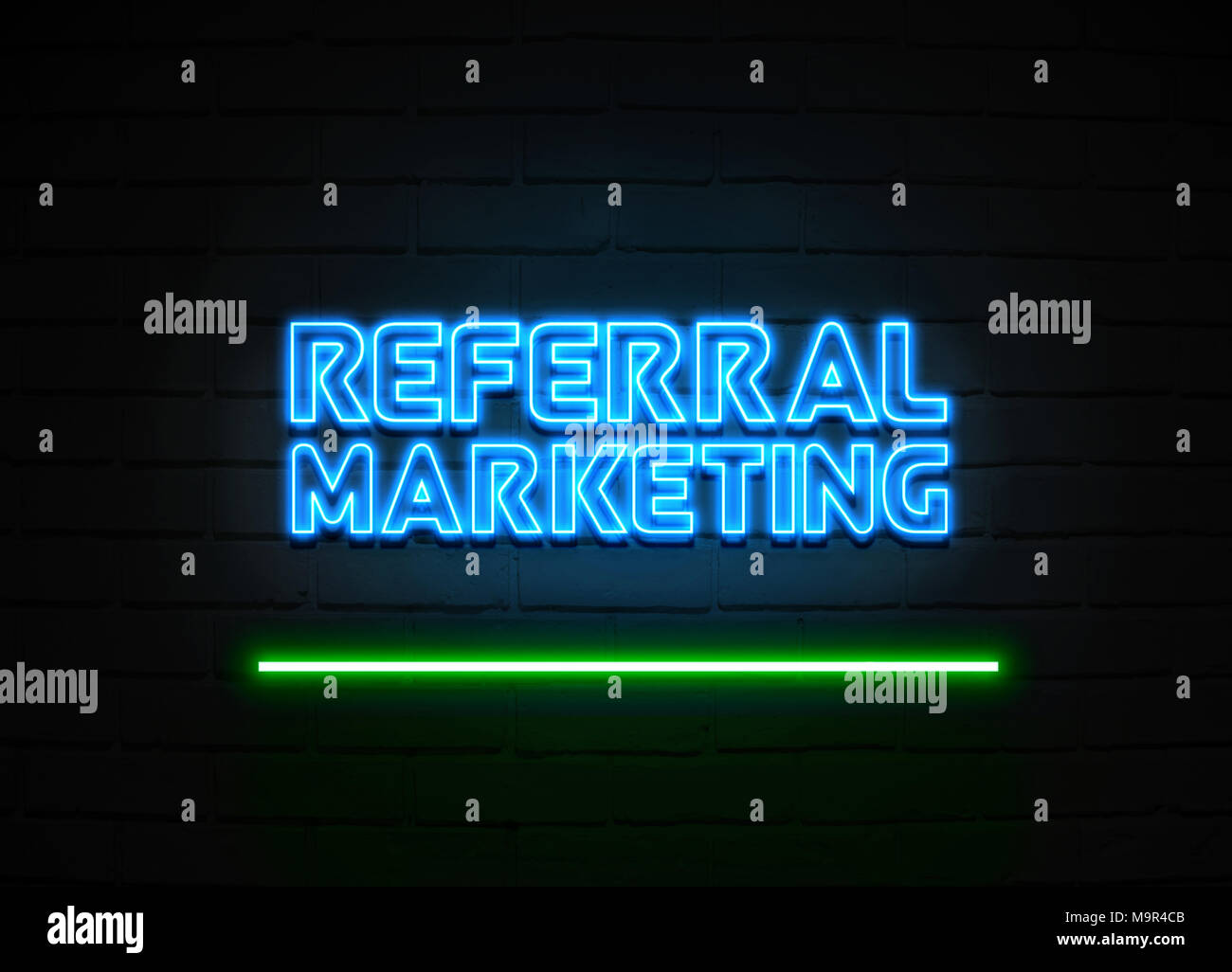 Referral Marketing neon sign - Glowing Neon Sign on brickwall wall - 3D ...