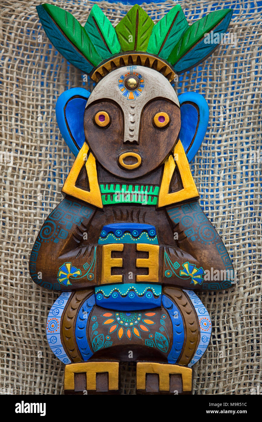 Otavalo, Ecuador- March 24, 2018: indigenous colourful wood mask on ...