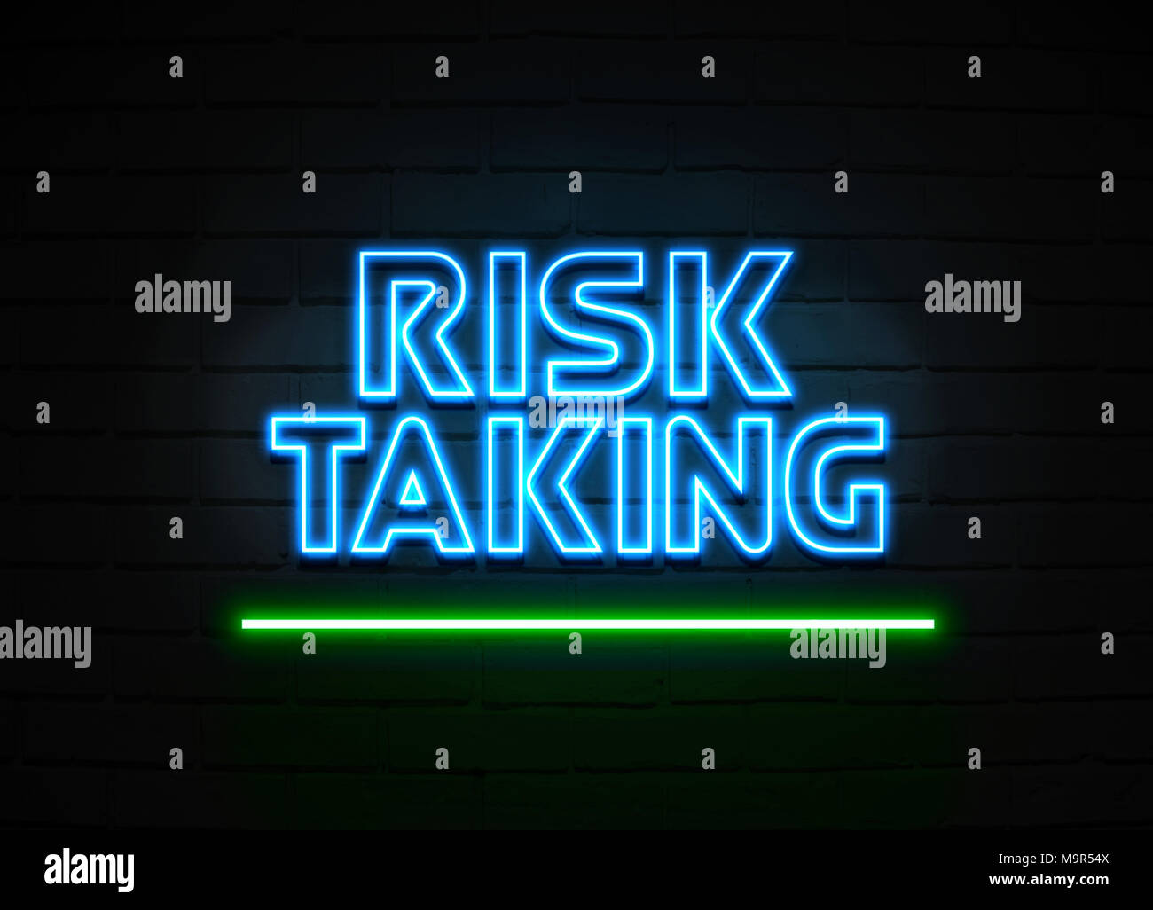 Risk Taking neon sign - Glowing Neon Sign on brickwall wall - 3D ...