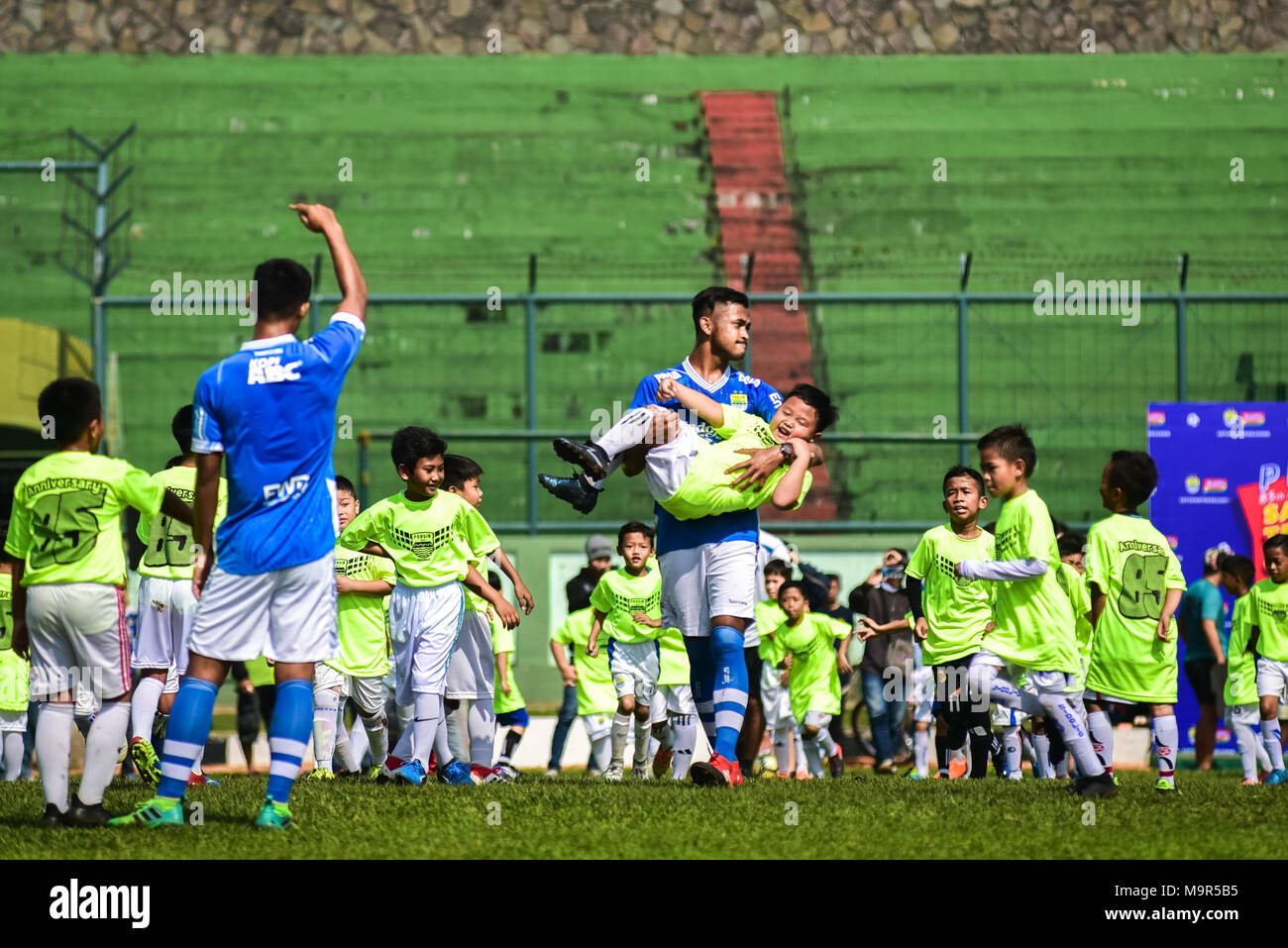 Five players of Indonesian football club of Persib Bandung play against ...