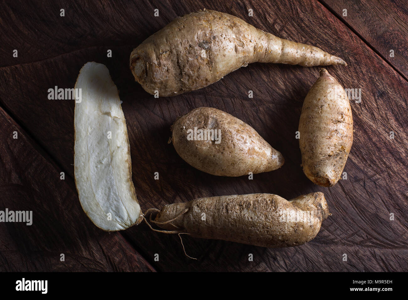 Arracacia xanthorrhiza called white carrot closeup in Ecuador is rich ...