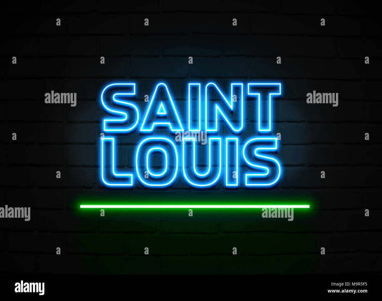 Saint Louis neon sign - Glowing Neon Sign on brickwall wall - 3D ...