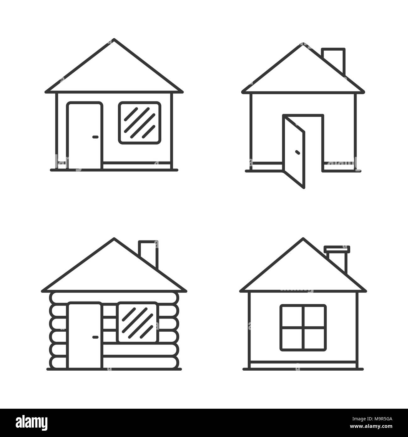 Four house line icons, vector eps10 illustration Stock Photo - Alamy