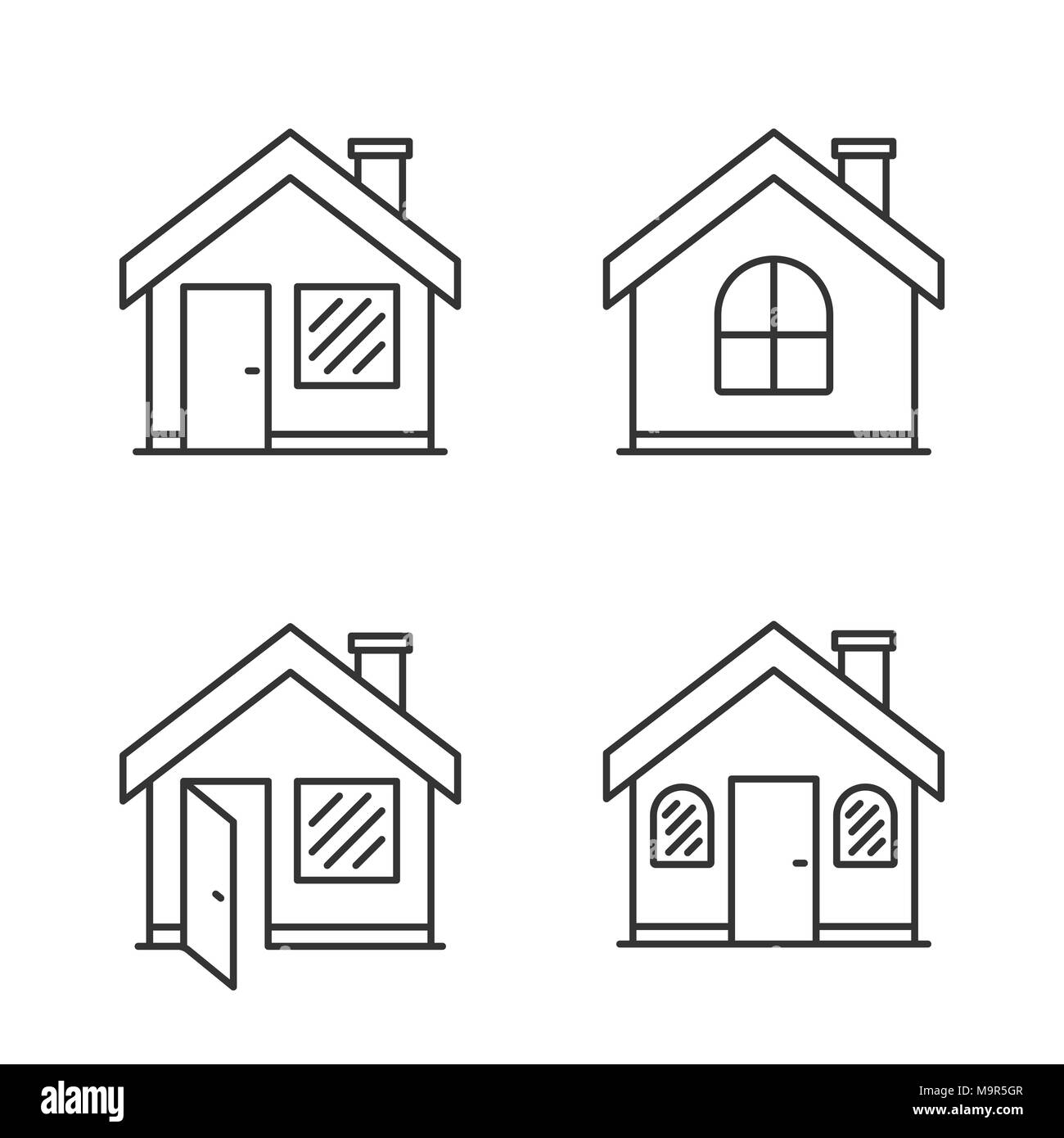 Four house line icons, vector eps10 illustration Stock Photo - Alamy