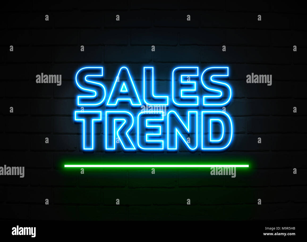 Sales Trend neon sign - Glowing Neon Sign on brickwall wall - 3D ...