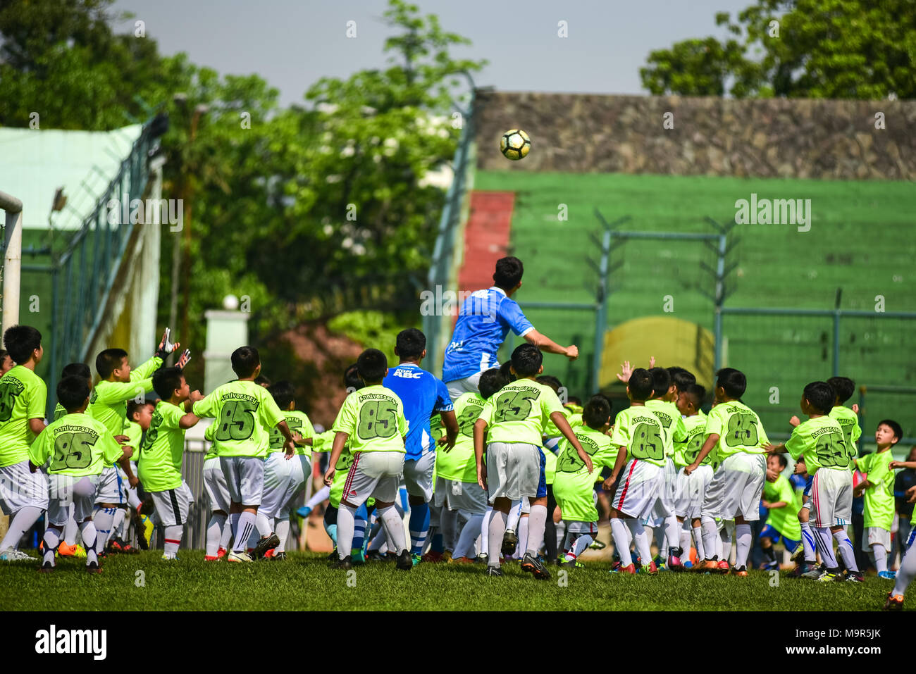 Five players of Indonesian football club of Persib Bandung play against ...